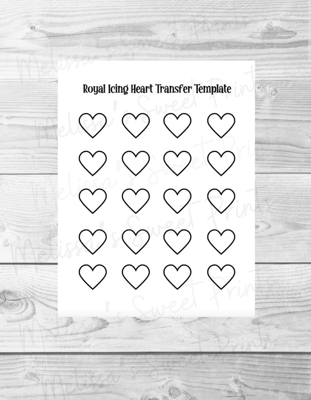 Heart Royal Icing Transfer Sheet, Royal Icing Transfer Template, Royal ...