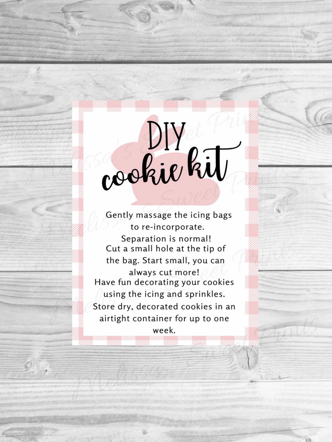 Printable Spring DIY Cookie Kit Instruction Card - Easter DIY Cookie ...