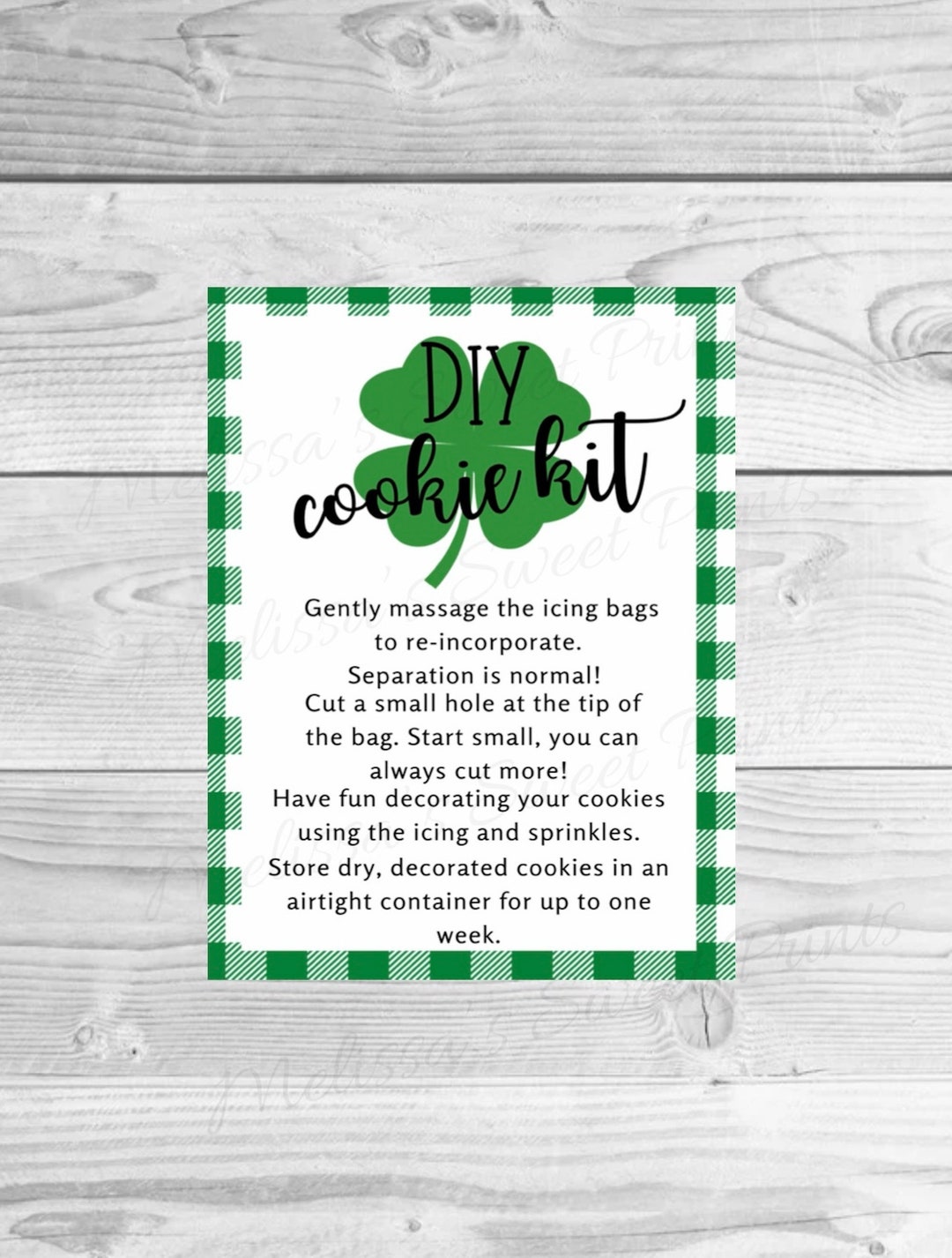 Printable St. Patrick's Day DIY Cookie Kit Instruction Card - DIY ...