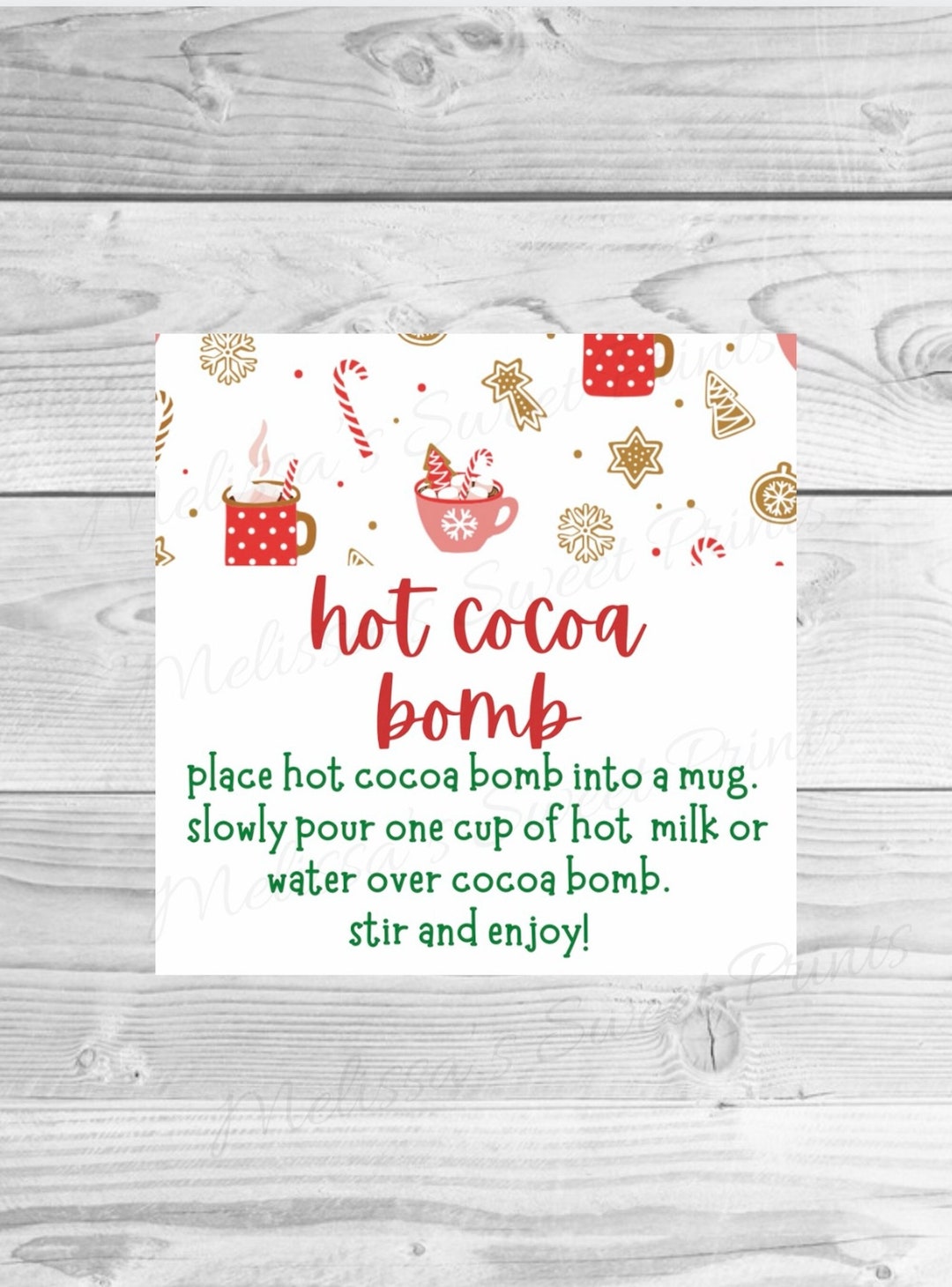 Hot Cocoa Bomb Instructions - Hot Cocoa Bomb Tag - Christmas Hot Cocoa ...