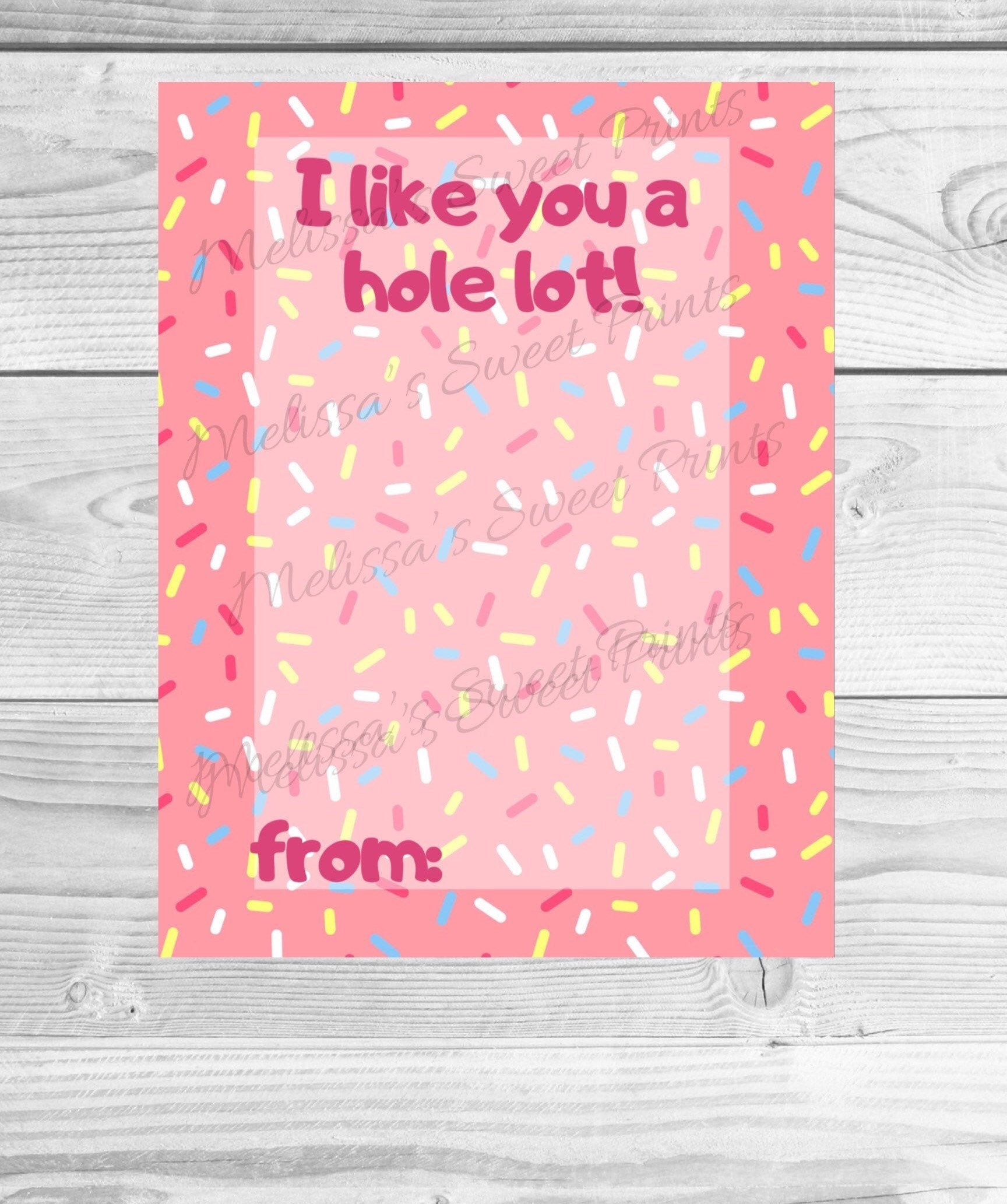 3.5 X 5 Happy Valentine's Day I love you a hole lot Donut Cookie ...