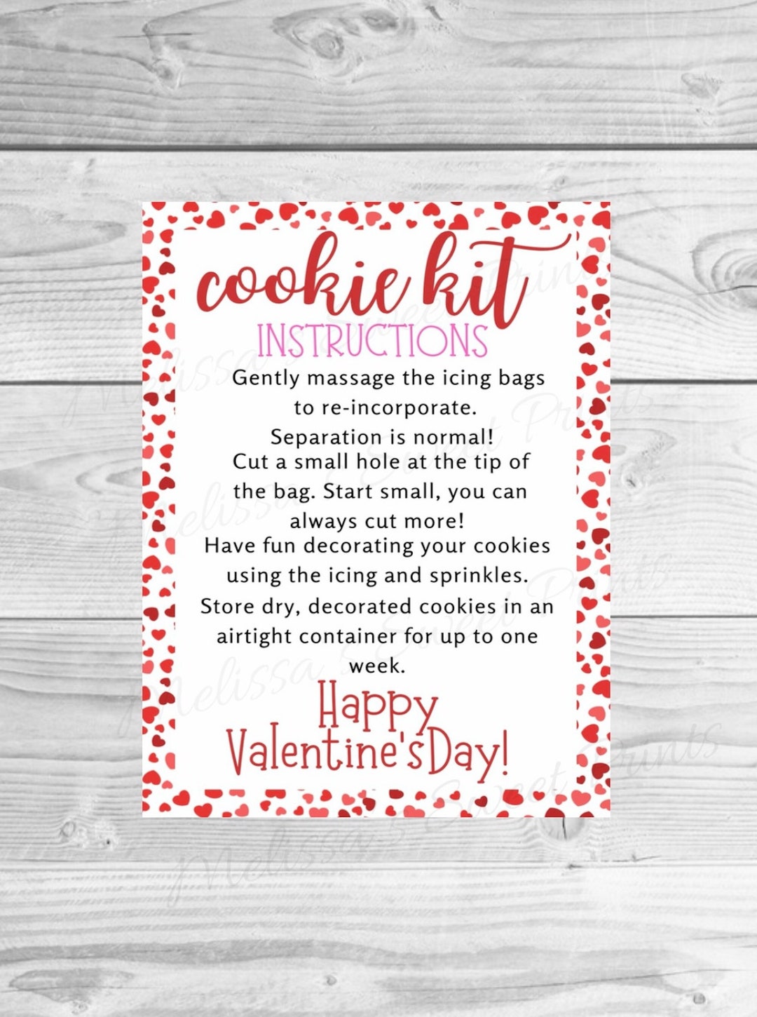 Valentine's Day Cookie Kit Instructions - Valentine's Day DIY Cookie ...