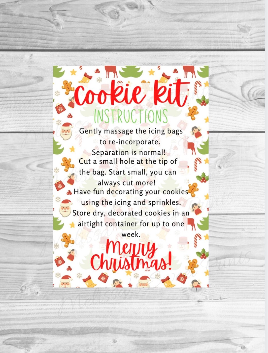 Christmas DIY Cookie Kit Instructions -DIY Christmas Cookie Kit Card ...