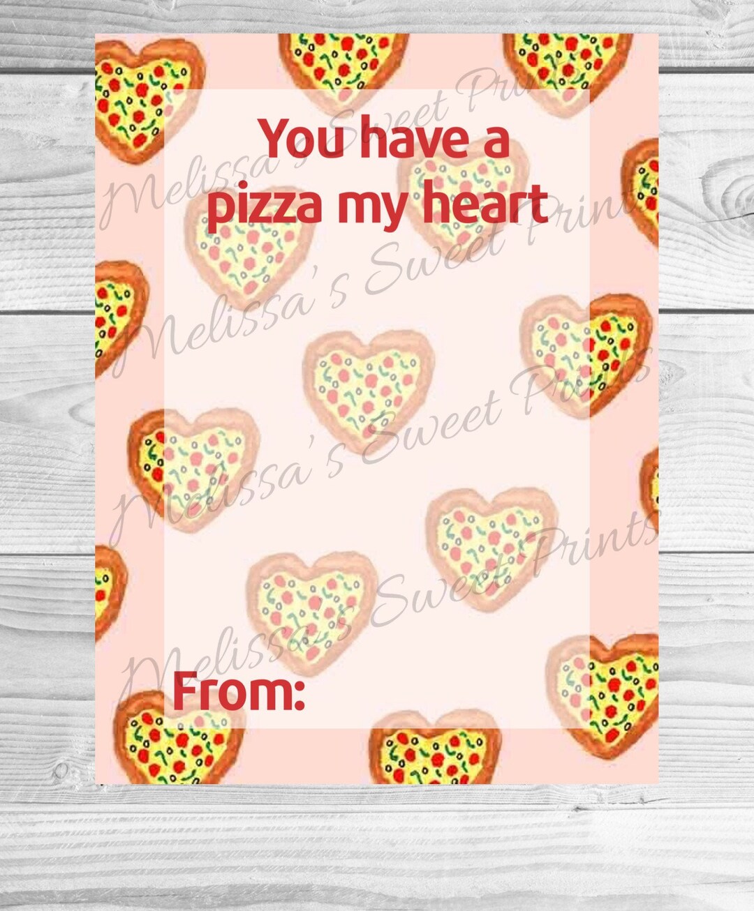 Printable Mini Cookie Card You Have A Pizza My Heart Valentine's Day ...
