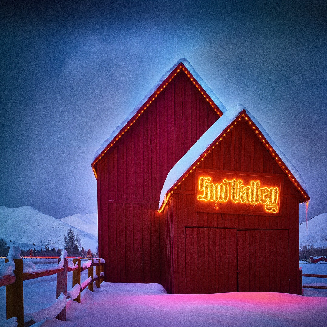 Sun Valley Barn Winter Block Print - Etsy