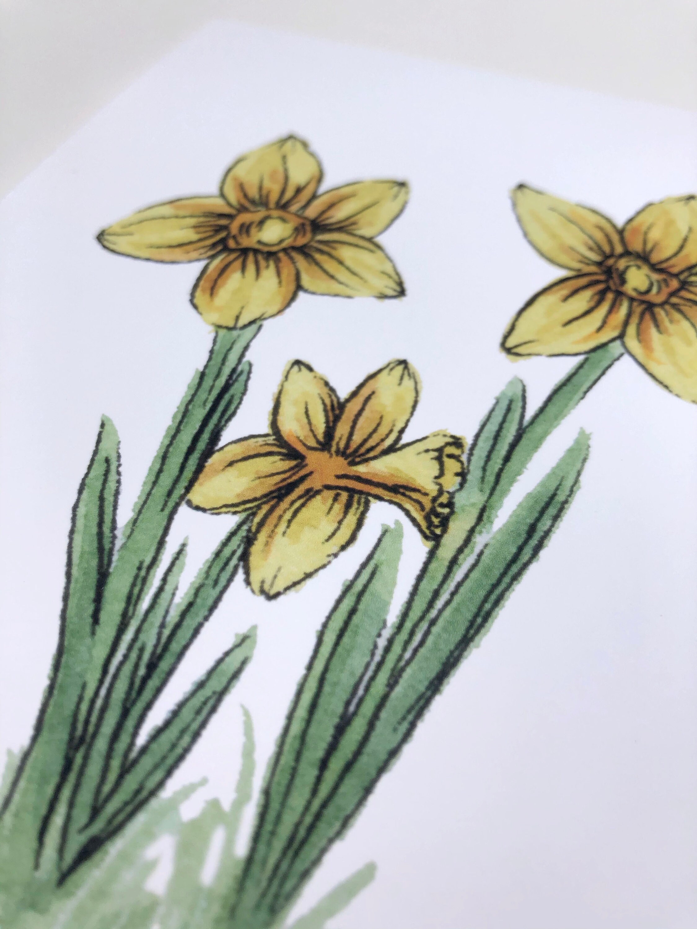 Daffodil Watercolor March Art Print Floral Wall Decor Hand Painted ...