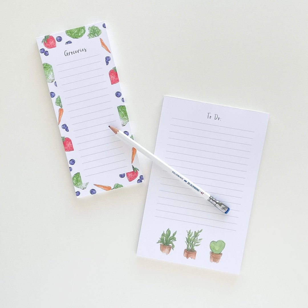 Grocery List Lined Notepad | Groceries Stationery | Tall Skinny Notepad ...