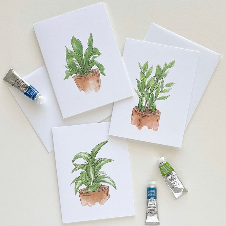 Dracaena Plant Watercolor Notecard - Plant Mom Card Set - Stationery ...