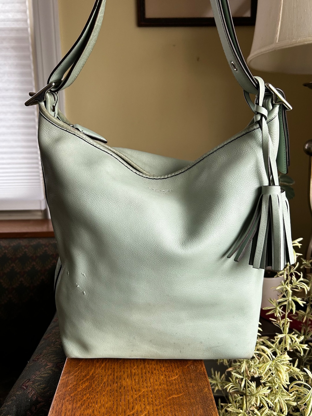 Vintage COACH Legacy Tassel Duffle 19889 Light Teal Leather Shoulder ...