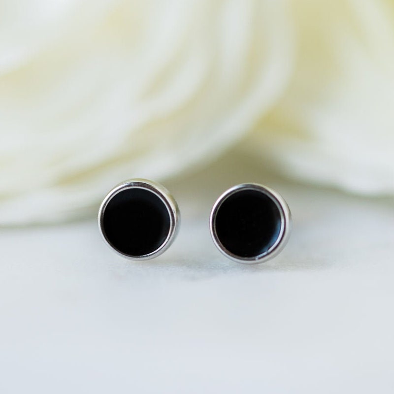 Black Stud Earrings - Etsy