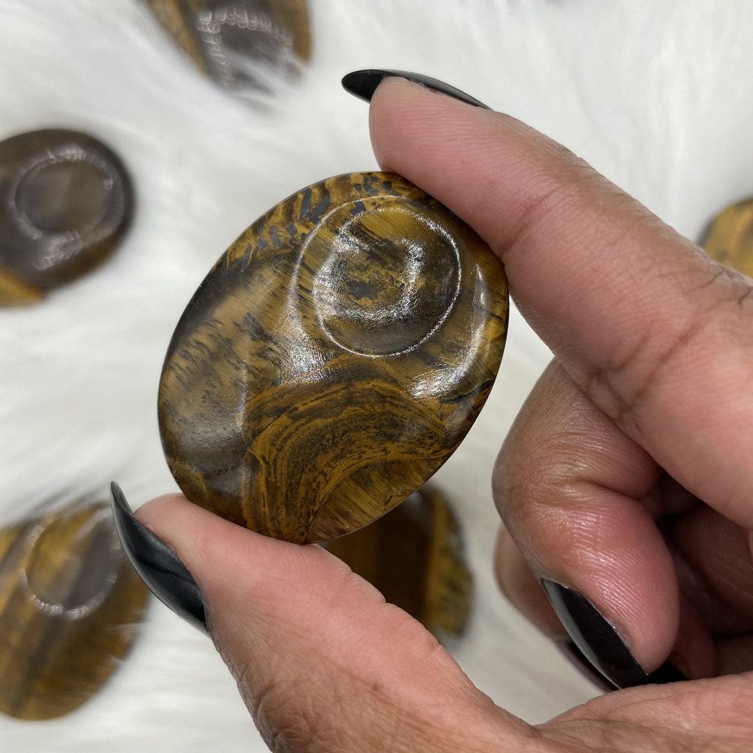 Tiger Eye Thumbprint Worry Stones - Etsy