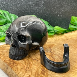Silver Obsidian Skull W Detached Jaw - Etsy