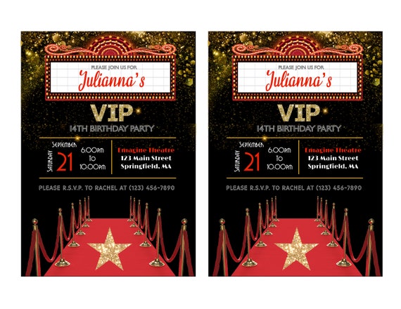 Hollywood Theme Invitations