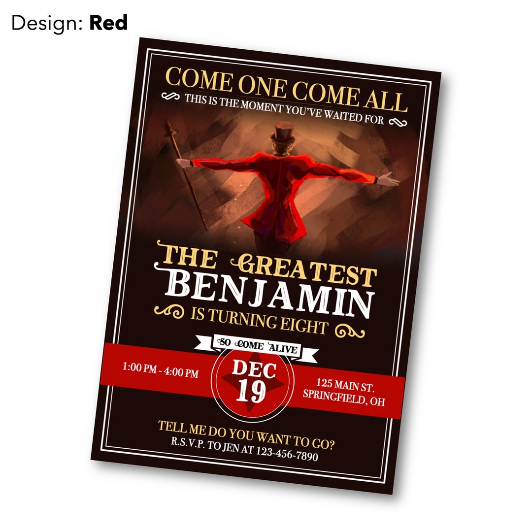 Greatest Showman Themed Birthday Come Alive Custom Digital Invite ...