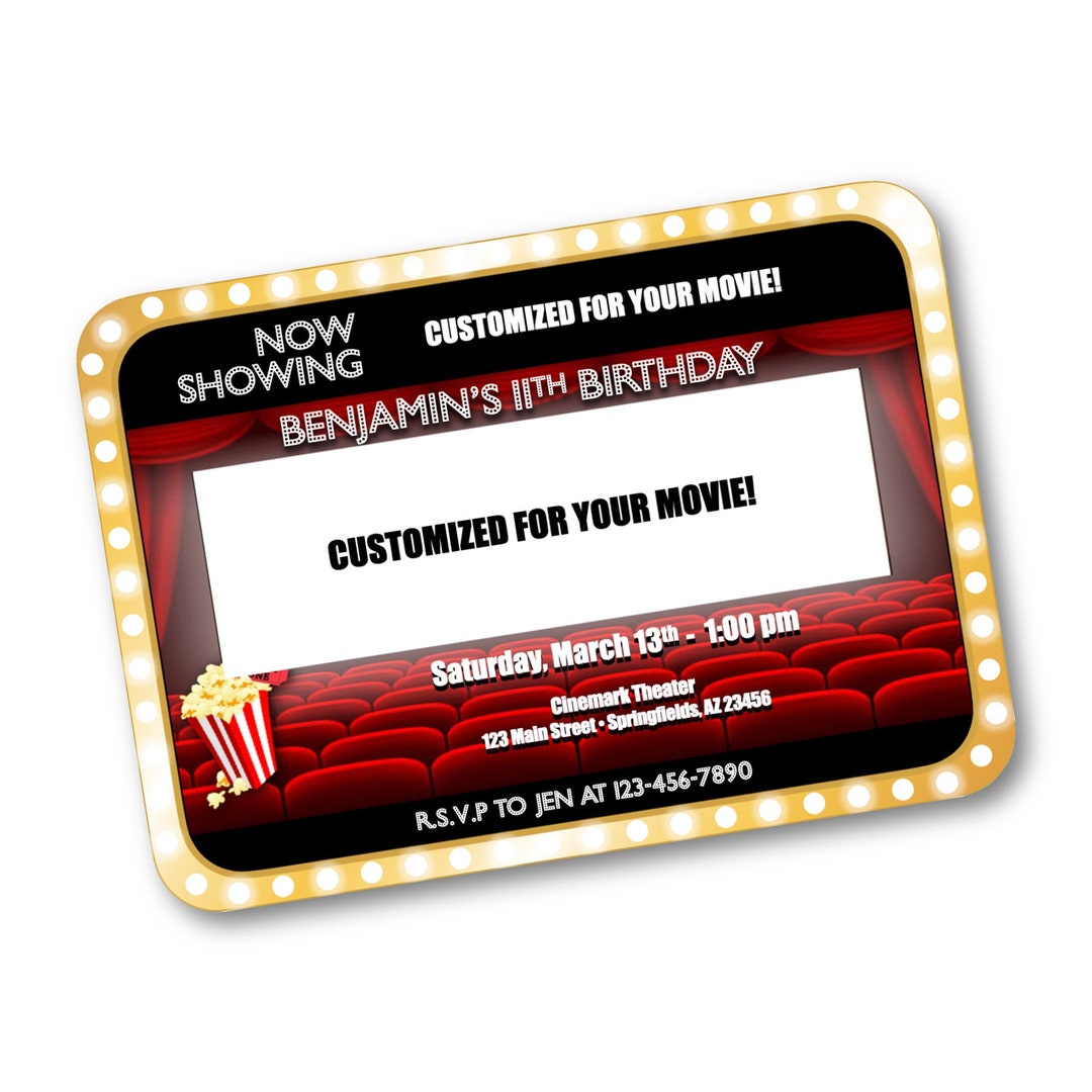Movie Theater Party Invitation Digital Invitation Movie-themed Party ...