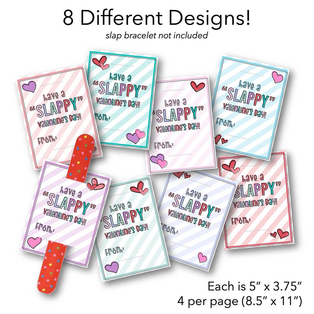 Slap Bracelet Valentine's Day Printable, Slap Valentine, Valentine Tag ...