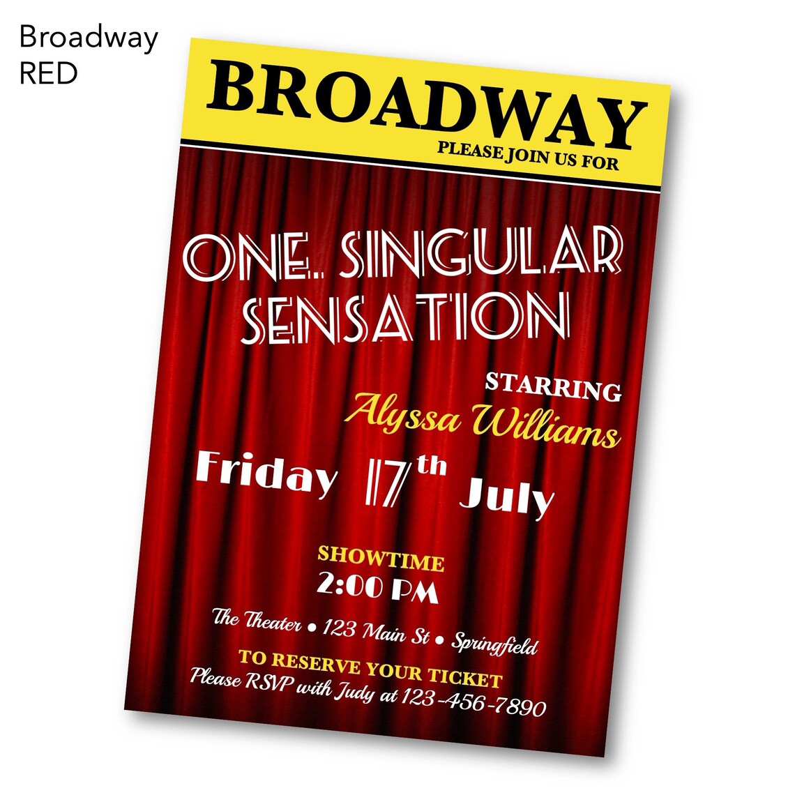 Broadway Themed Birthday Custom Digital Invite Theater - Etsy
