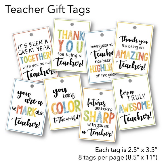 Teacher Appreciation Gift Tag Gift Tag INSTANT DOWNLOAD - Etsy