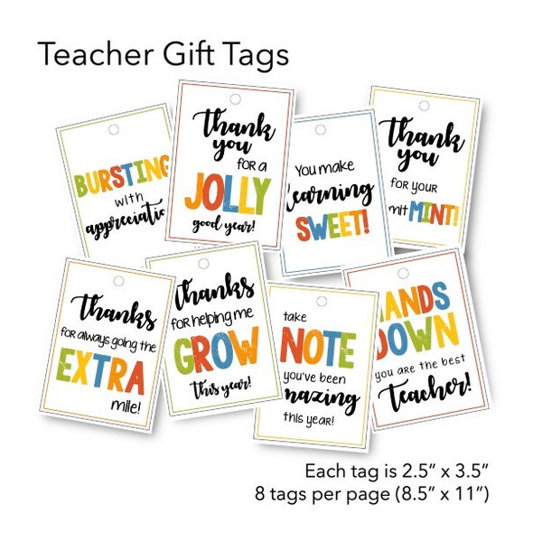 Teacher Appreciation Tags - Etsy
