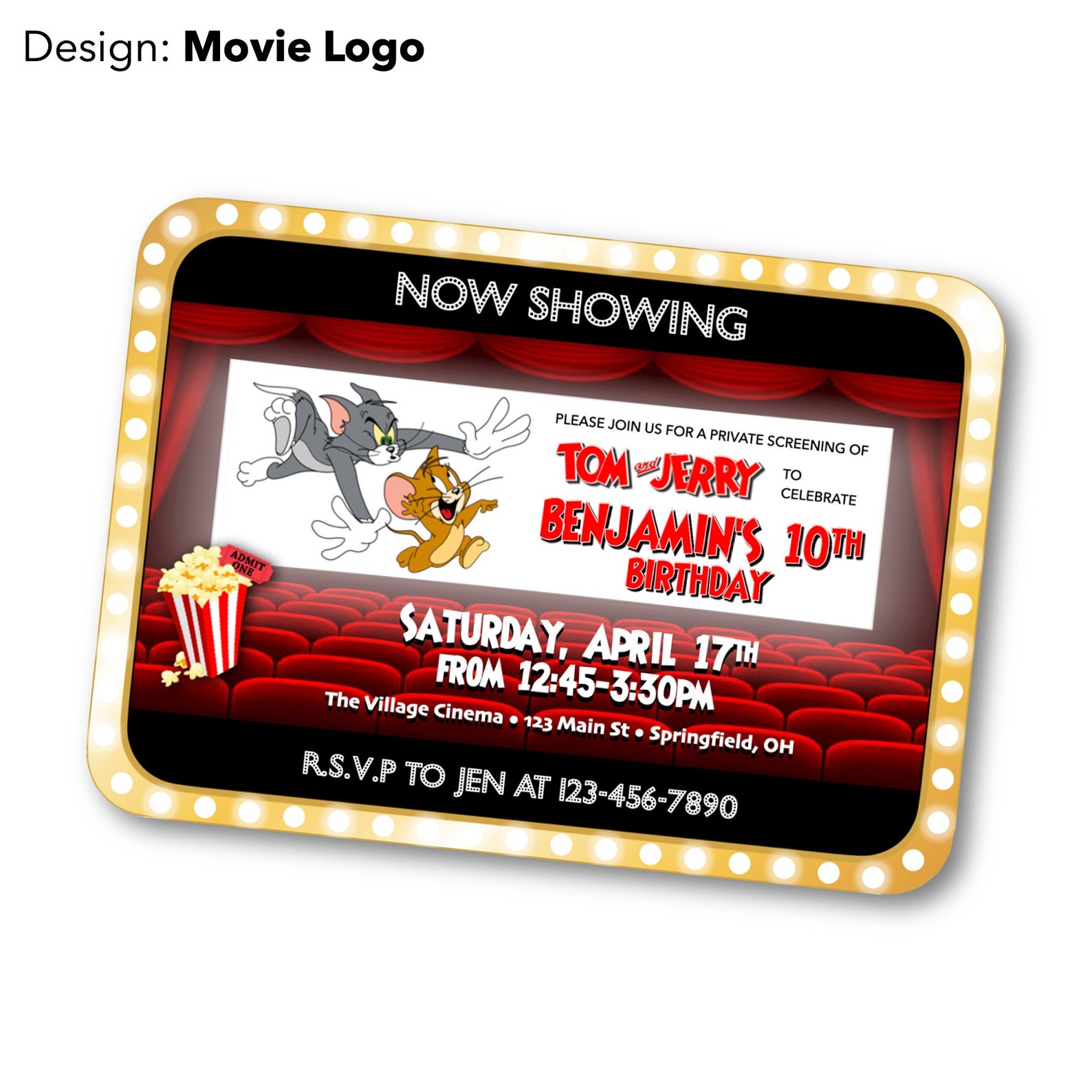 Movie Theater Party Invitation Digital Invitation - Etsy
