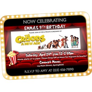 Movie Theater Party Invitation Digital Invitation Movie-themed Party ...