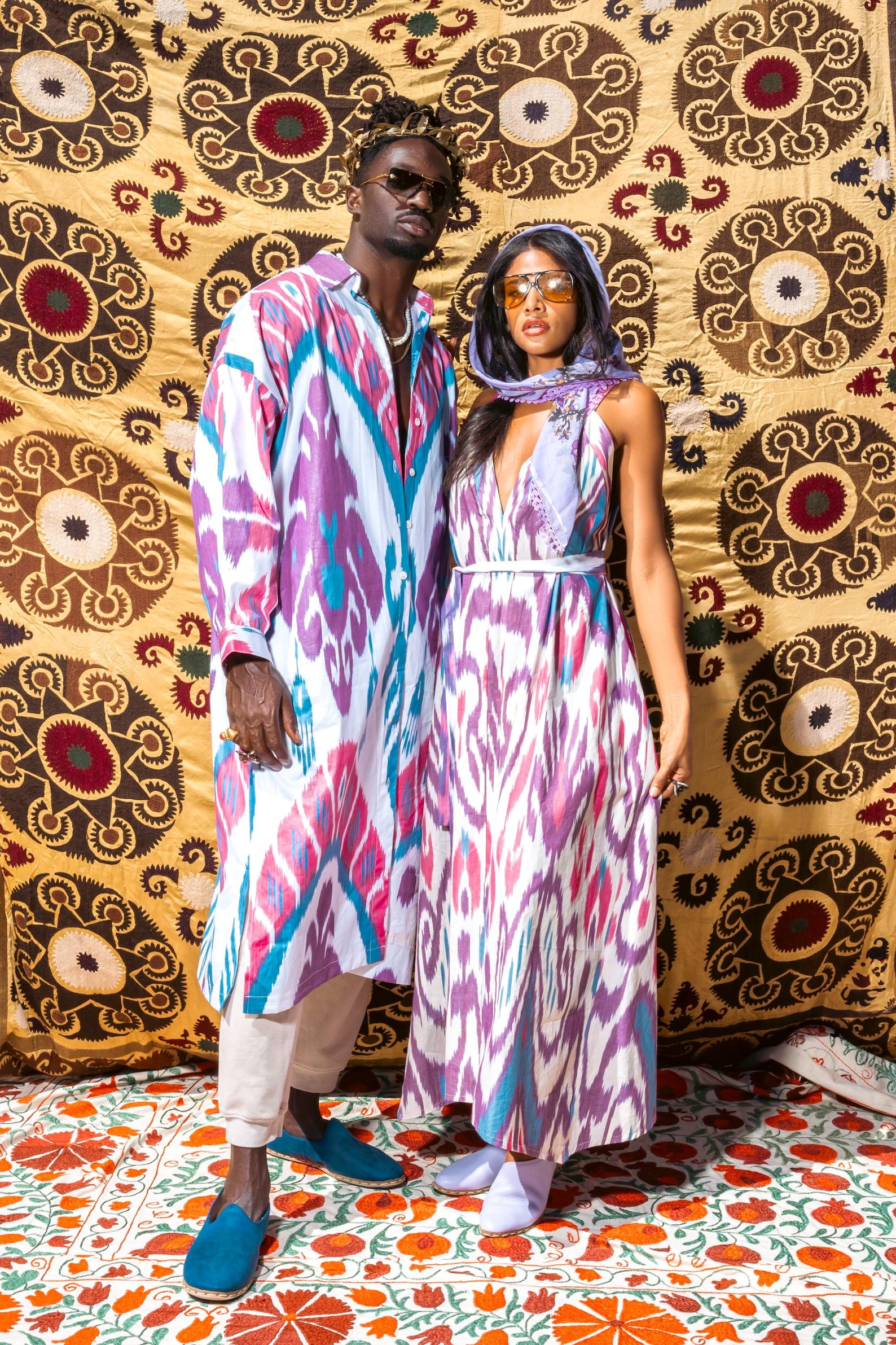 Long Ikat Dress | Hand Loomed | Silk & Cotton Dress | Embroidery ...