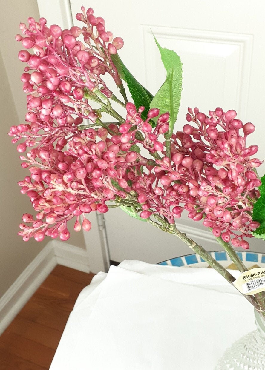 Pink Berry Spray Artificial berry stem Wreath fillers. | Etsy