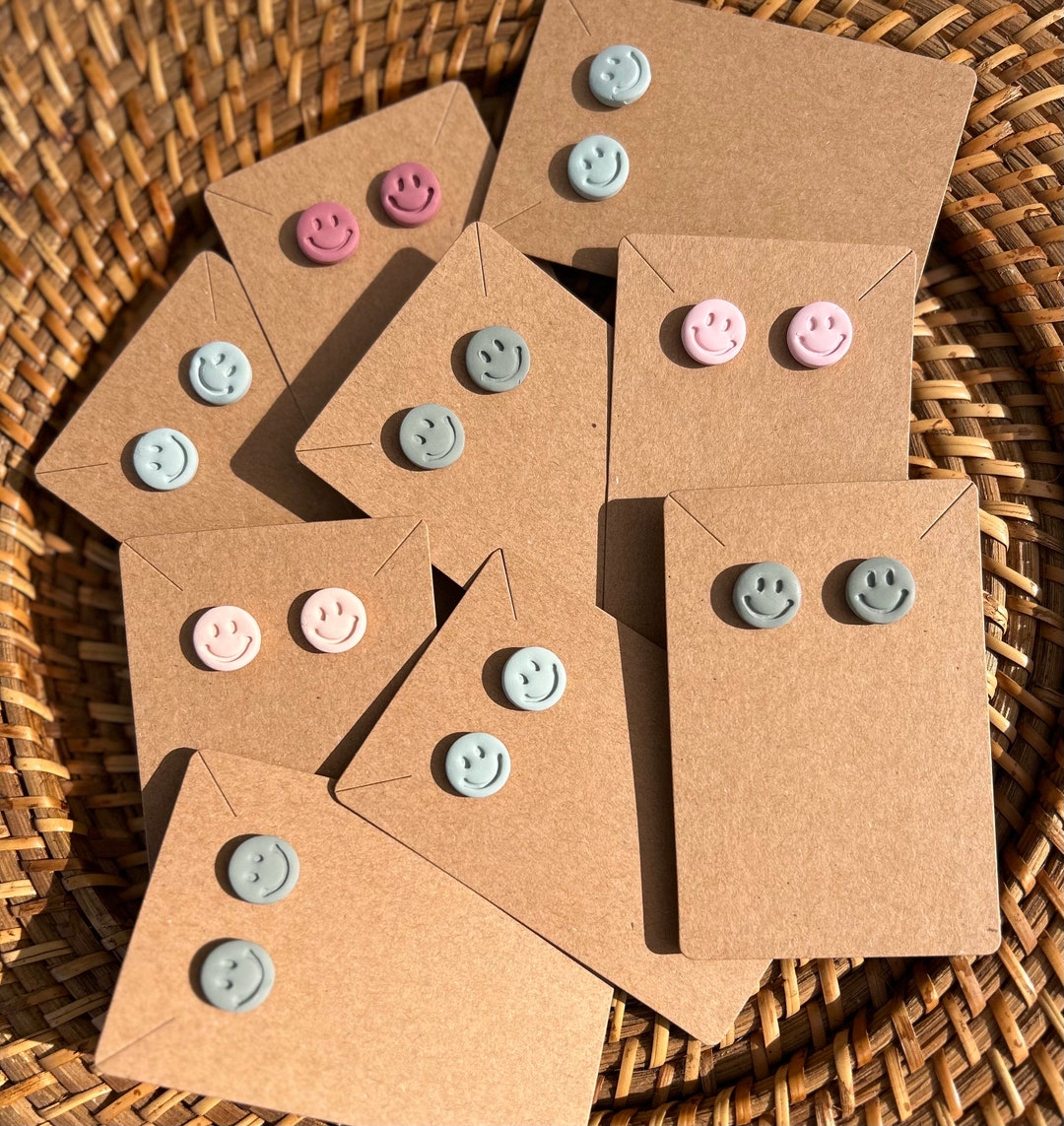 Smiley Face Stud Earrings - Etsy