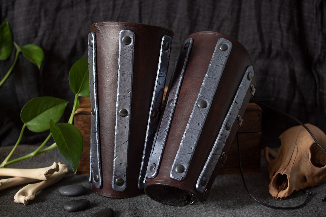 Leather and Metal Bracers / Witcher Cosplay Armor / Larp Splint Knight ...