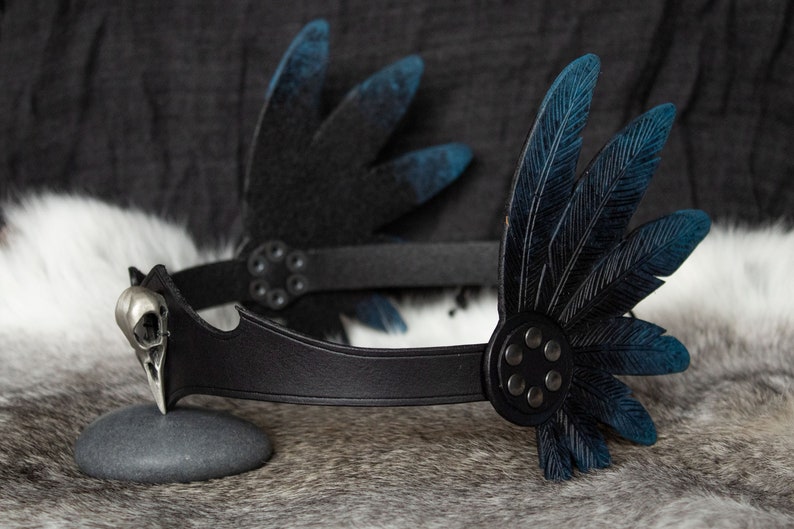 Raven's Headdress // Leather Raven Crown // Gothic Queen - Etsy