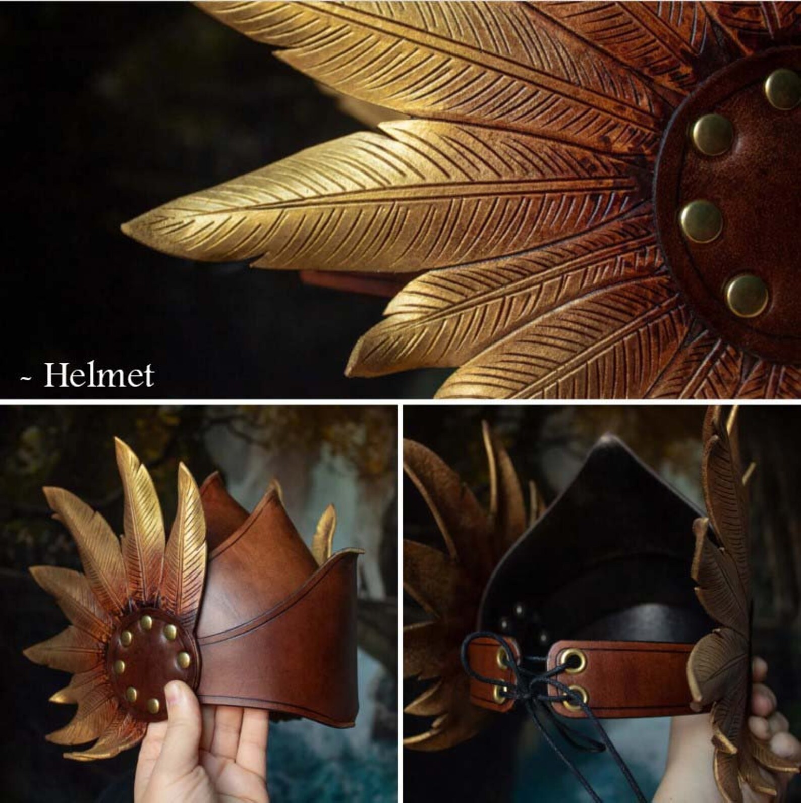 Leather Feather Armor Set // Helmet, Pauldrons, Harness, Bracers - Etsy