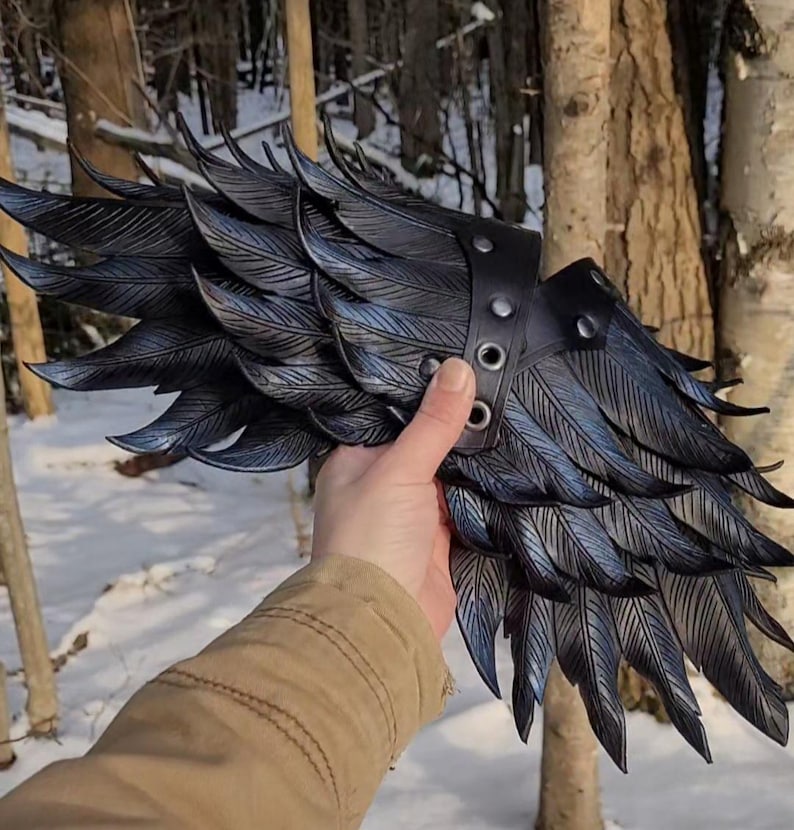 Leather Feather Armor Set // Helmet, Pauldrons, Harness, Bracers - Etsy