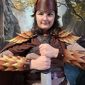 Leather Feather Armor Set // Helmet, Pauldrons, Harness, Bracers - Etsy
