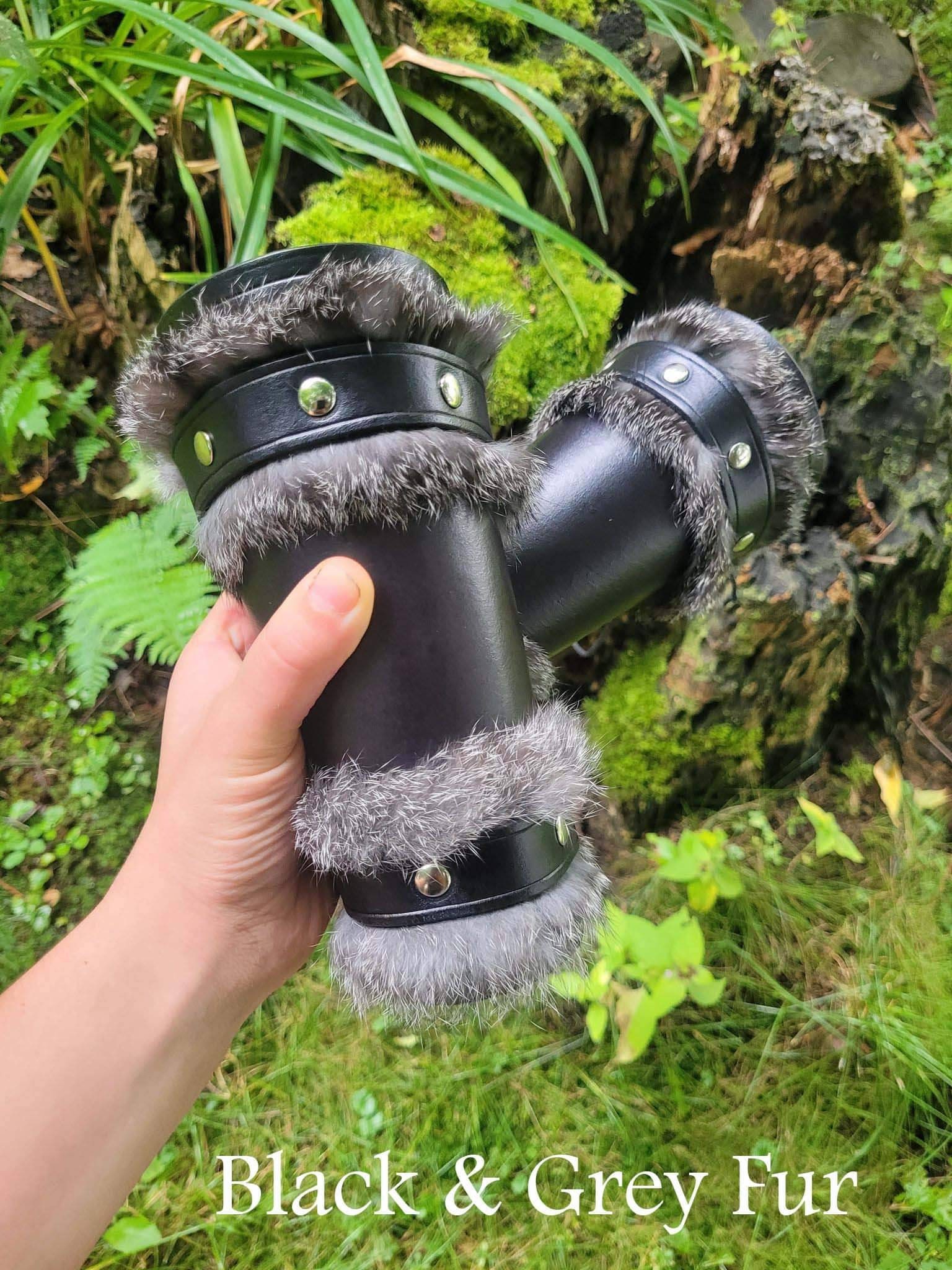 Barbarian Leather and Rabbit Fur Bracers // Viking // Norse - Etsy