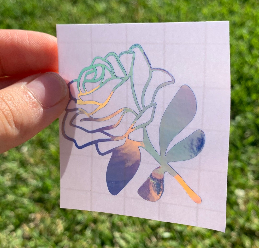 Holographic Rose Decal, Permanent Vinyl, Decal for Car, Shiny Decal ...