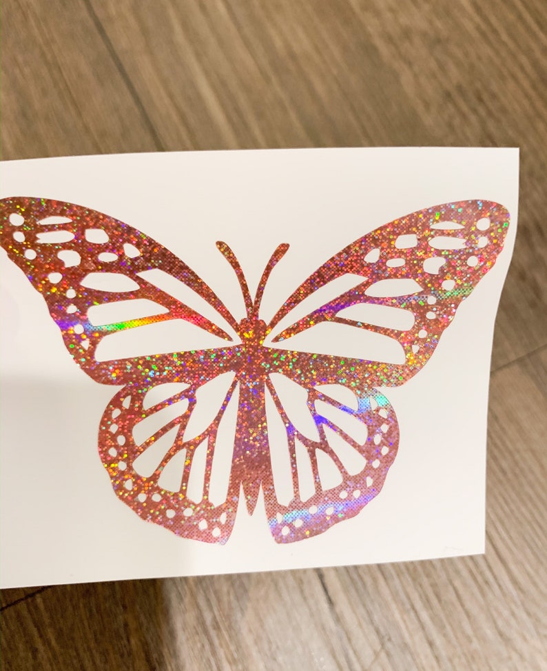Holographic Butterfly Decal Permanent Vinyl Decal for Car | Etsy