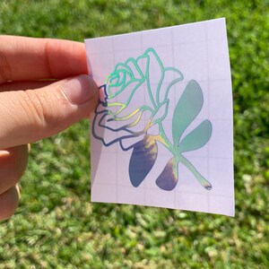 Holographic Rose Decal, Permanent Vinyl, Decal for Car, Shiny Decal ...