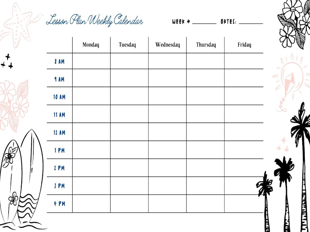 Lesson Plan Calendar - Etsy