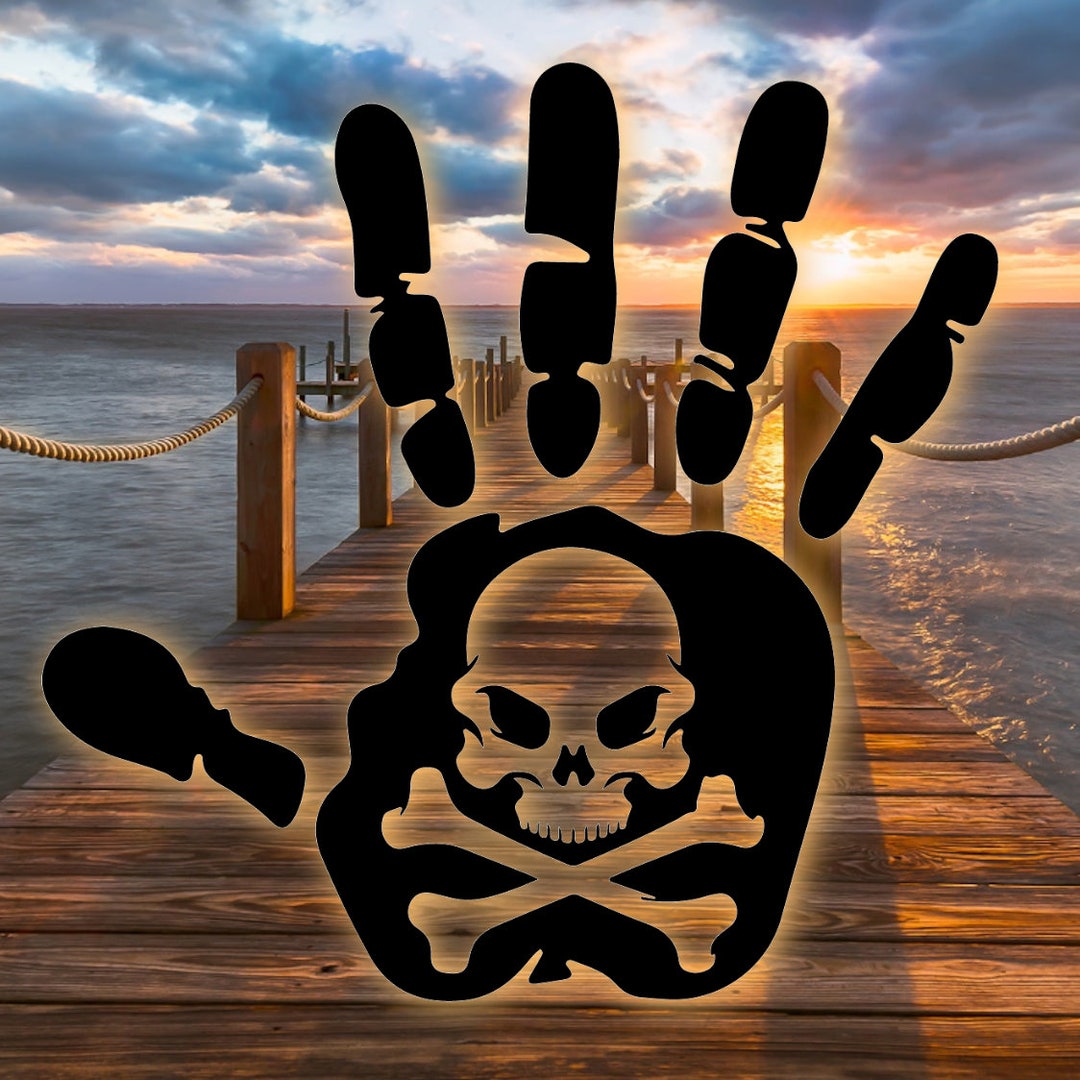 Hand Wave Skull & Crossbones Decal - Etsy
