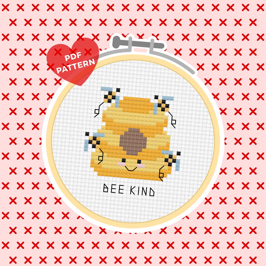 Bee Kind Beehive Cross Stitch Pattern PDF | Modern Cross Stitch, Kawaii Cross Stitch, Easy Hand ...