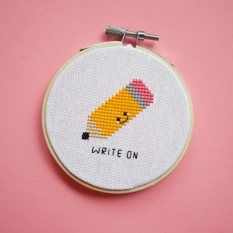 Write on Pencil Cross Stitch Pattern PDF Modern Cross | Etsy