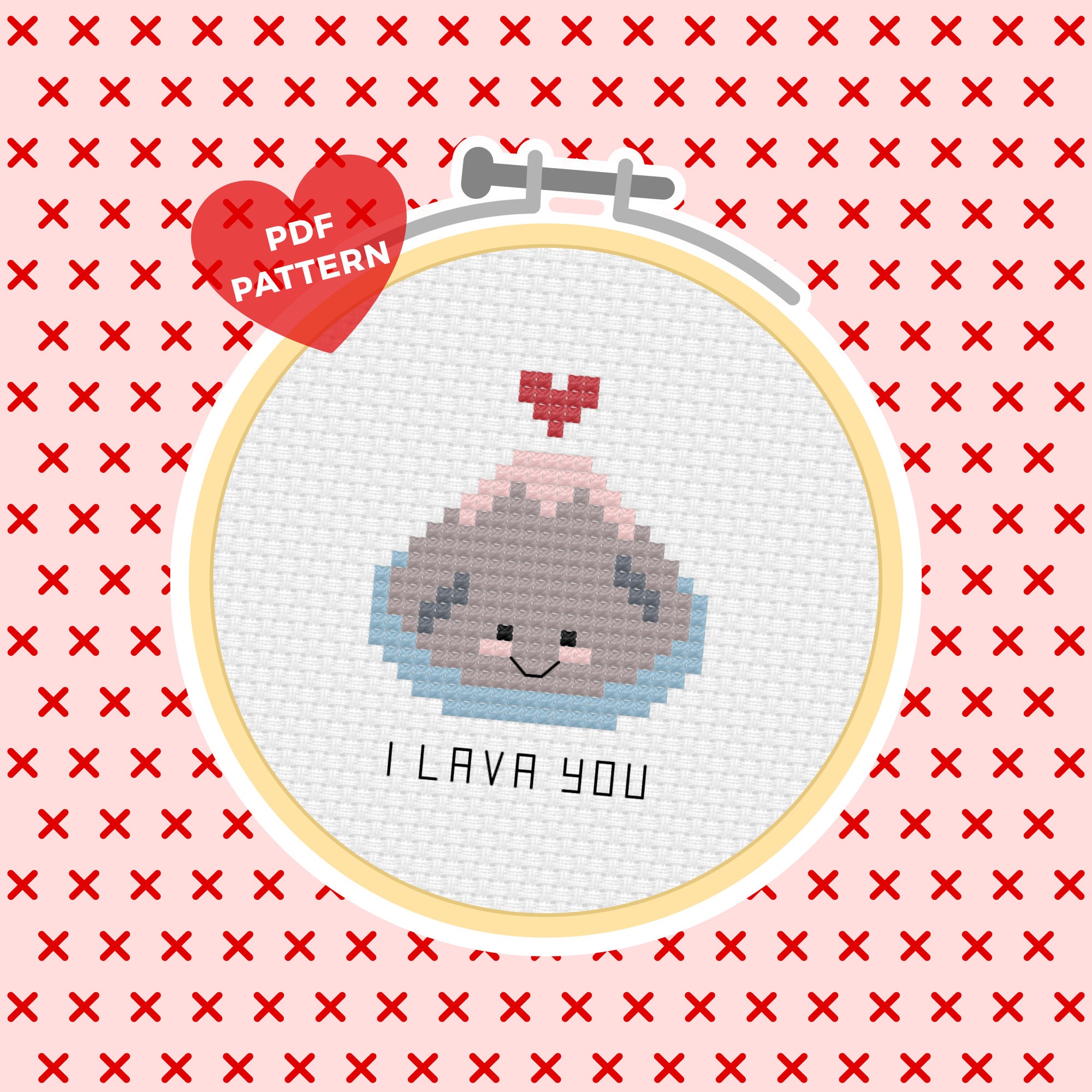 I Lava You Volcano Cross Stitch Pattern PDF | Modern Cross Stitch ...