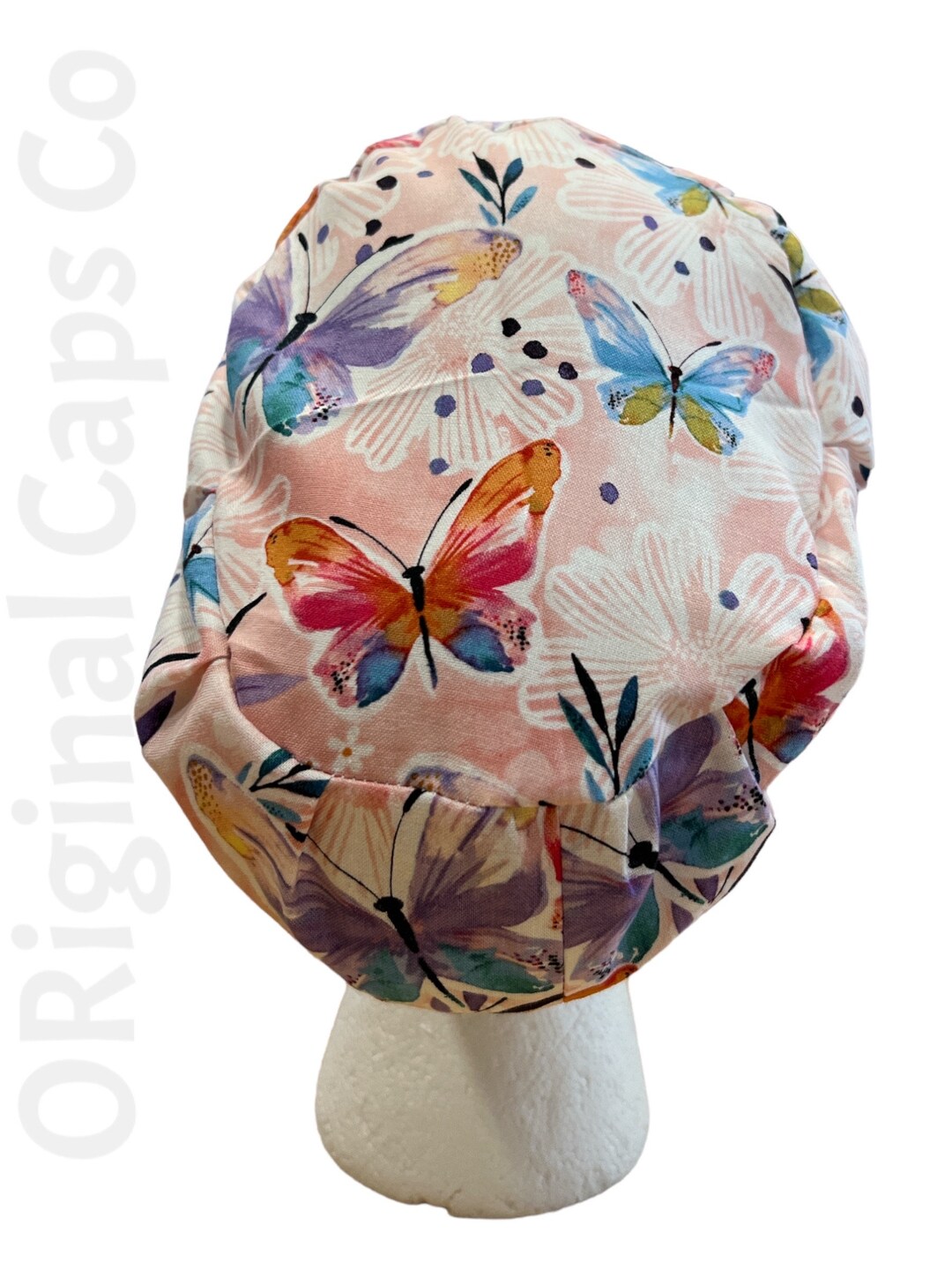 Mini Euro Scrub Cap for Women, Colorful Butterflies Euro Scrub Cap for ...
