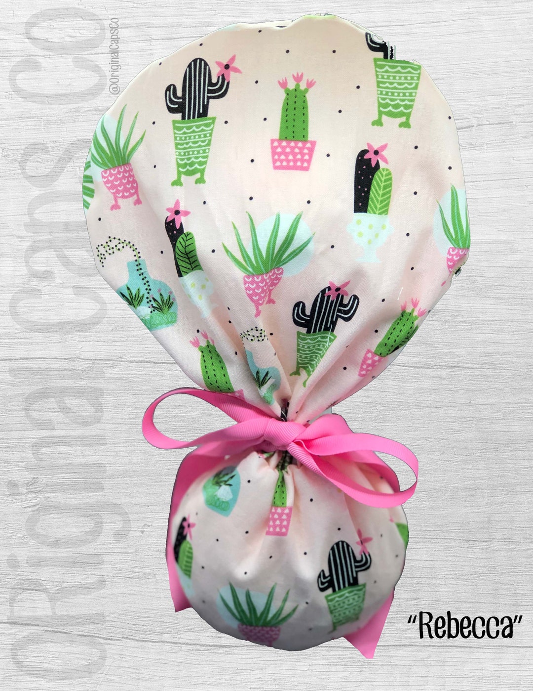 Potted Cacti on Pink Design Scrub Cap, Surgical Cap, Scrub Cap for ...
