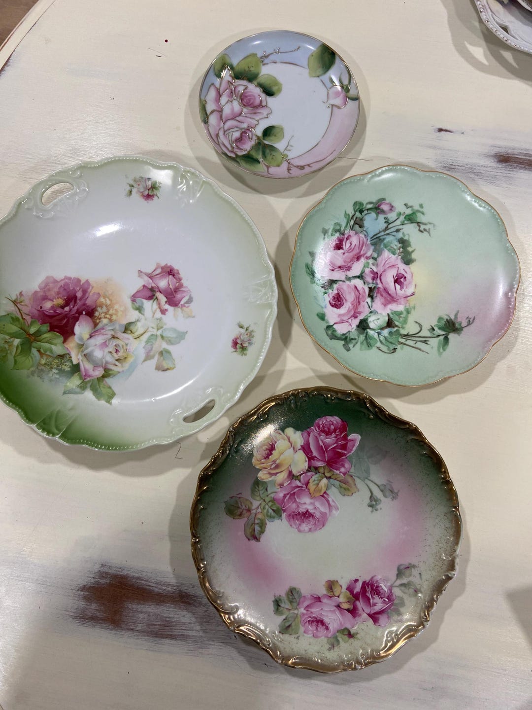 Vintage Plate Collage, Set of Four. Shabby Chic, Cottage Core, Grand ...