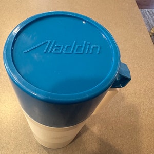 Aladdin Dura Clad Insulated 1 Quart Thermos White and Blue Vintage - Etsy