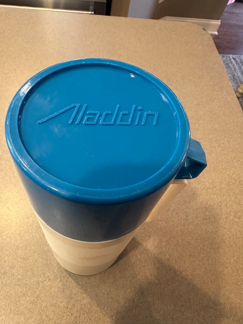 Aladdin Dura Clad Insulated 1 Quart Thermos White and Blue Vintage - Etsy