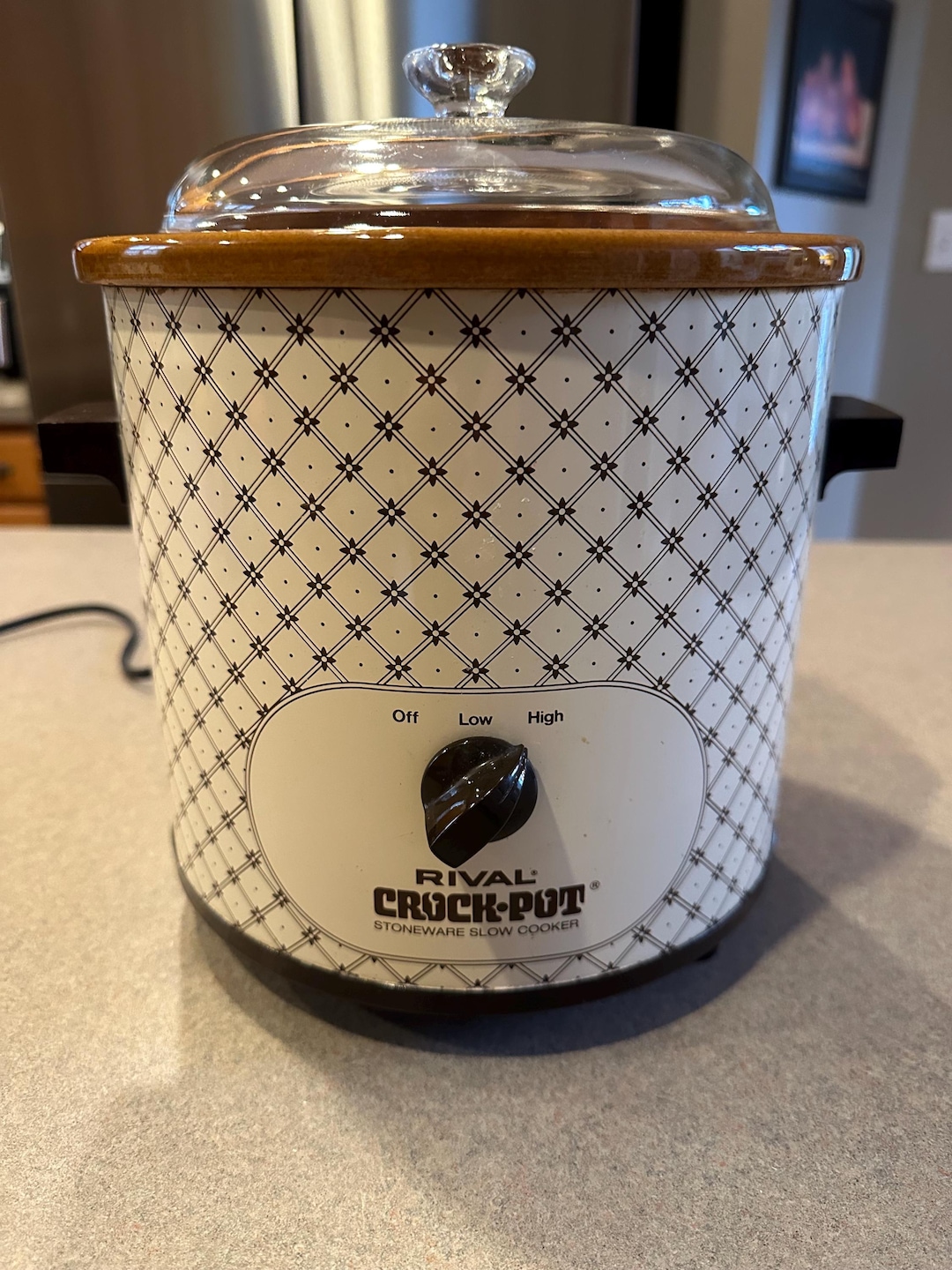 1970s Rival Crock 3.5L Slow Cooker Crock Pot Beige With Lattice Design ...
