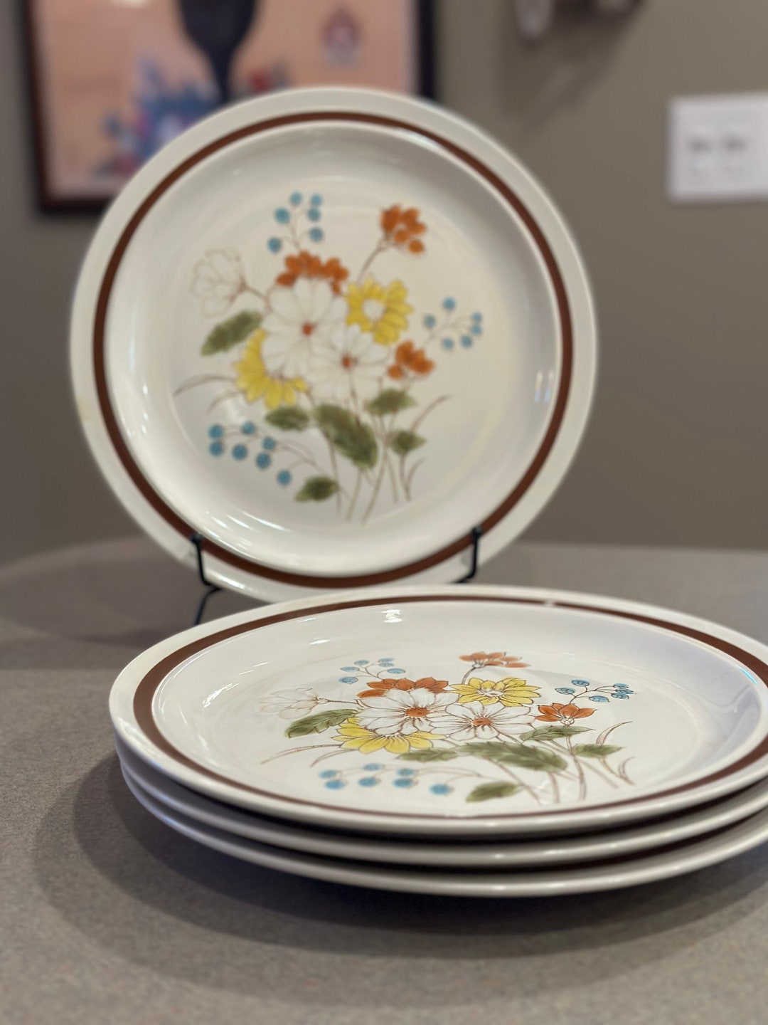 Stoneware Dinner Plates Four Seasons Early Summer Vintage Set of Four ...