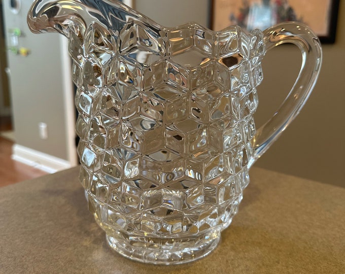Fostoria American 2056 Crystal Pitcher Cube Design - Etsy